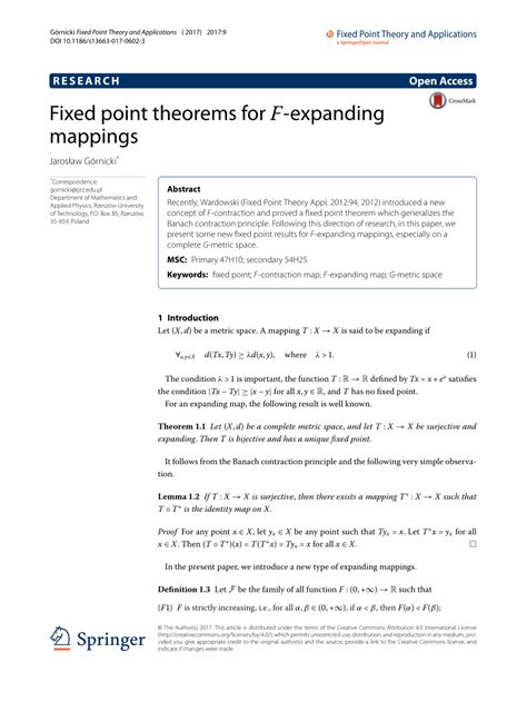 pdf fixed point theorems for f expanding mappings