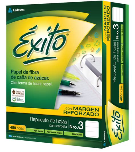 REPUESTO ÉXITO ESCOLAR N3 MARGEN REFORZADO 480 HOJAS RAYADAS