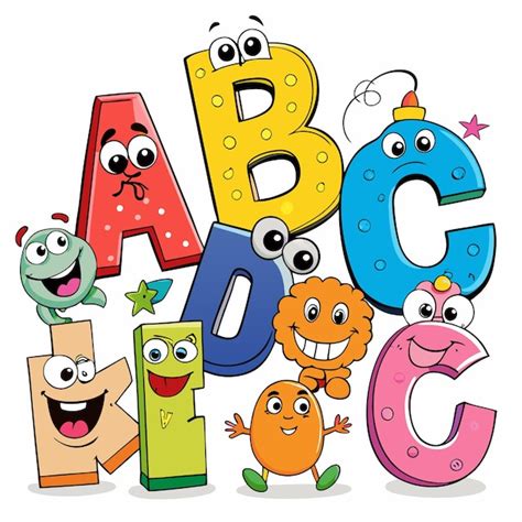 Letras Coloridas Del Alfabeto De Dibujos Animados Con Ojos Bocas Y