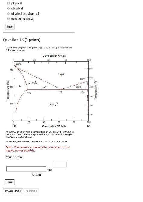 Solved Question 12 1 Point The Lead Tin Phase Diagram Is Chegg