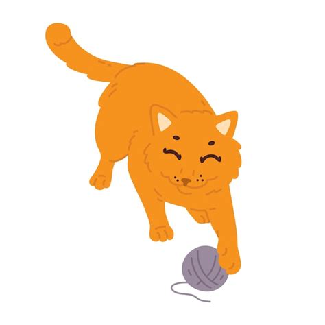 Um gato brincando um novelo de lã Vetor Premium