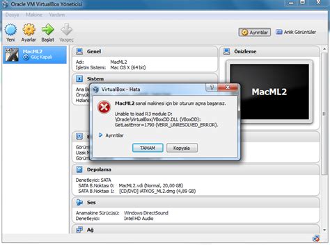 VirtualBox Failed To Open A Session For The Virtual Machine VirtualMac