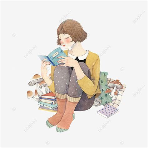 Niña Leyendo Elementos De Carácter De Libro PNG Leyendo Niña Gratis