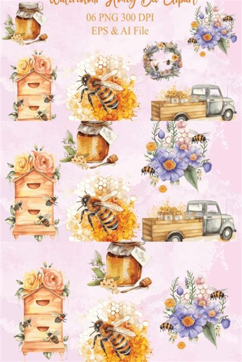 Watercolour Honey Bee Clipart Bee Clipart Honey Bee Watercolour