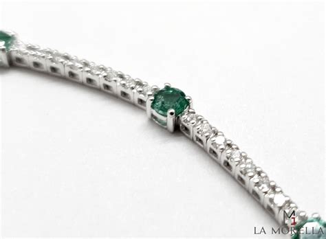 Bracciale Tennis Con Smeraldi E Diamanti In Oro Kt La Morella