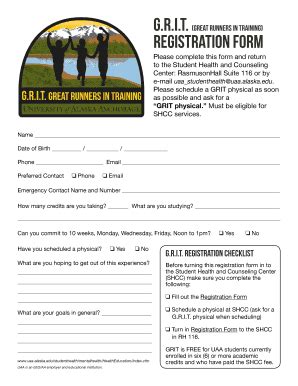 Fillable Online Uaa Alaska GRIT Registration Form University Of
