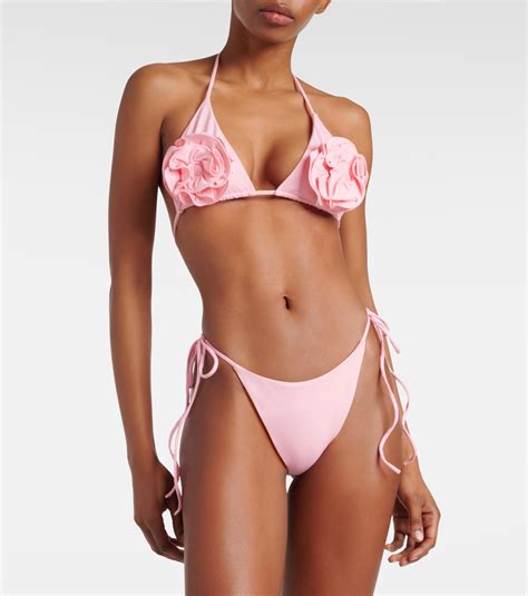 Floral Appliqu Triangle Bikini Top In Pink Magda Butrym Mytheresa