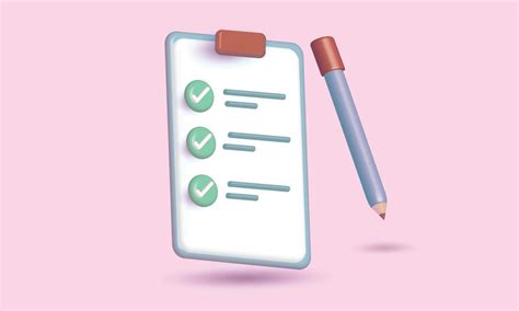 Business Target Planning 3D Render Pencil Minimal Cartoon Checklist
