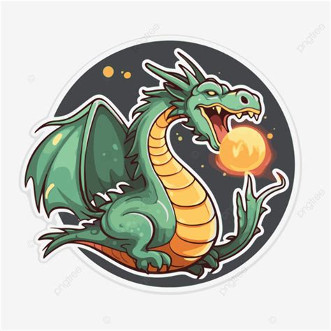 Diseño De Pegatina Para Un Dragón En Un Círculo Clipart Vector PNG