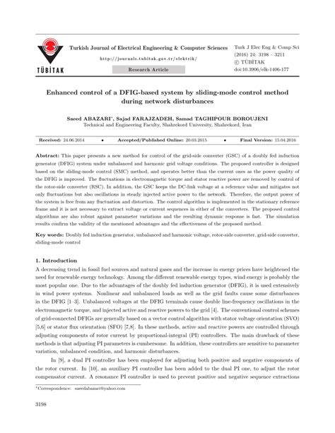 pdf enhanced control of a dfig based system by sliding mode control method during network