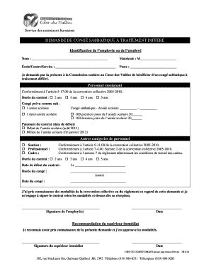 Remplissable En Ligne Cscv Qc Demande De Cong Sabbatique Traitement