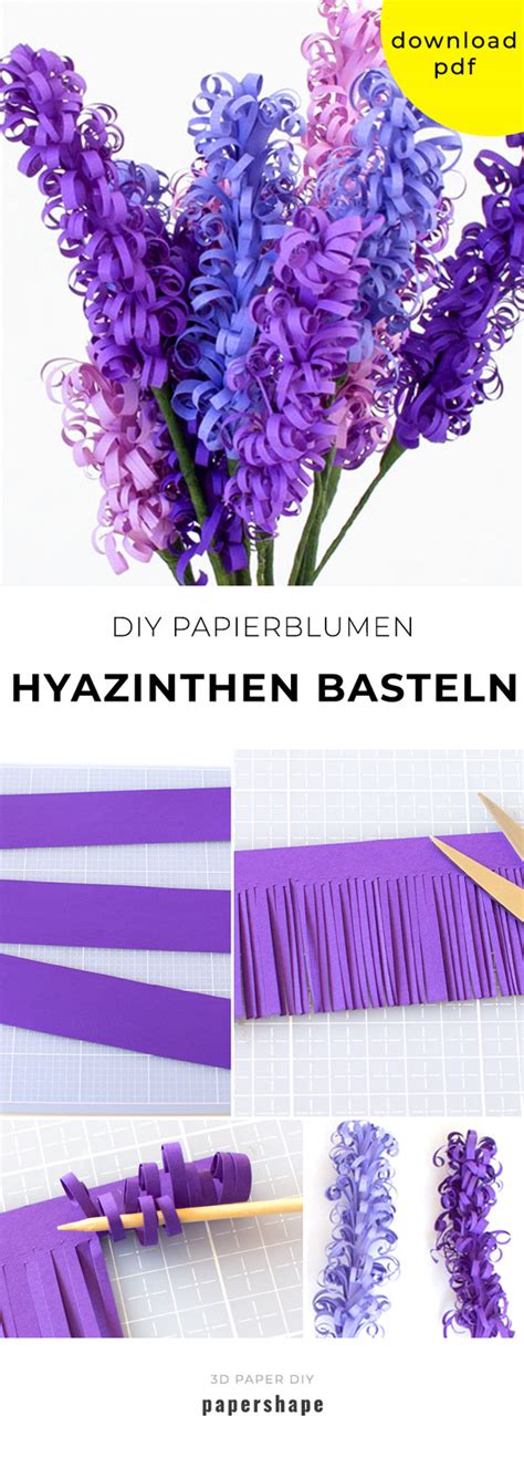 Hyazinthen basteln DIY Blumen für den Frühling aus Papier Papershape