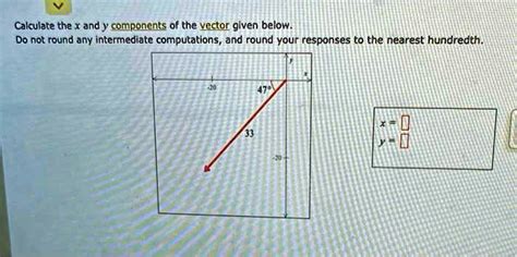 solved calculate the x and y components of the vector given below do not round any intermediate