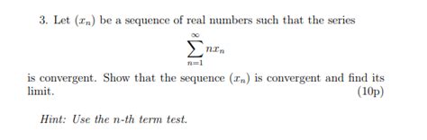 solved 3 let 2n be a sequence of real numbers such that