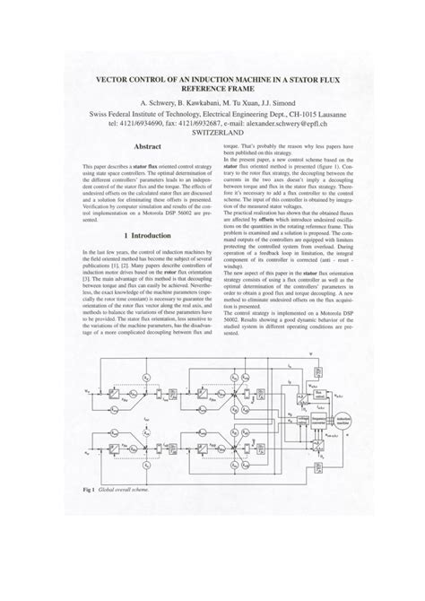 pdf vector control of an induction machine in a stator flux reference frame