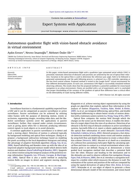 pdf autonomous quadrotor flight with vision based obstacle avoidance in virtual environment