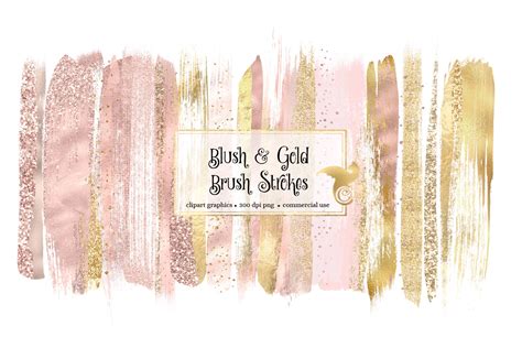 Blush And Gold Brush Strokes Clipart Graphic By Digital Curio