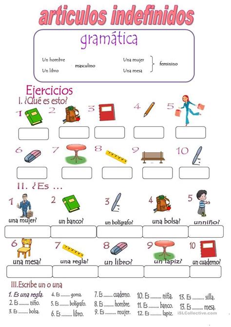 El Articulo Y Sus Clases Ejercicios