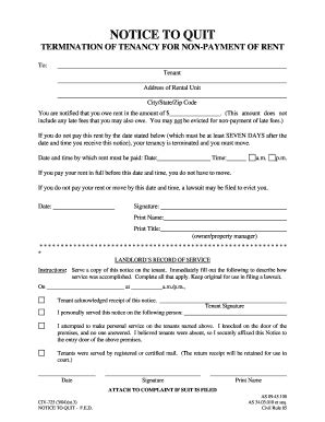 Printable Sample Eviction Notice For Nonpayment Of Rent Forms And