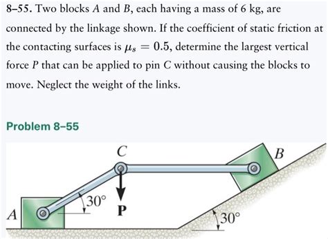 Solved 855 Two Blocks A And B Each Having A Mass Of 6 Kg Chegg
