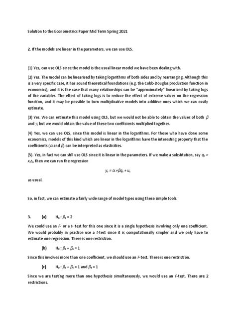 estimating a variety of econometric models using ordinary least squares regression pdf