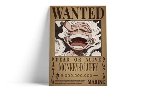 Quadro Placa Decorativa One Piece Cartaz Procurado Luffy Gear 5 Nika