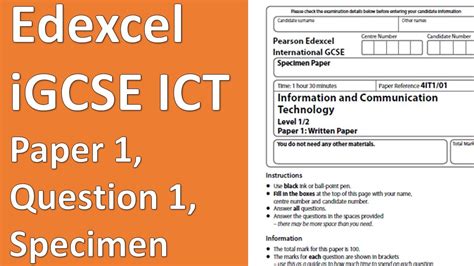 Edexcel IGCSE ICT Specimen Paper 1 Question 1 YouTube