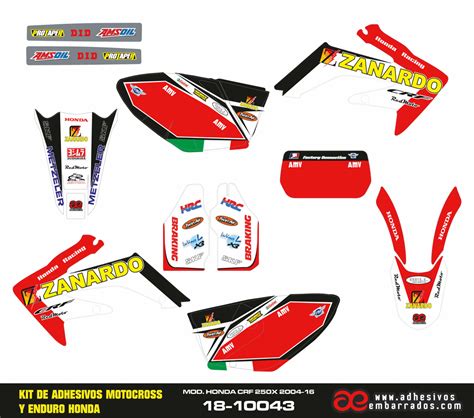 KIT ADHESIVOS HONDA CRF X 250 ZANARDO Adhesivosembarrados