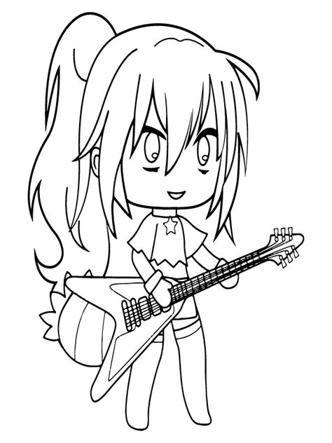 Gacha Nox Personaje Y Guitarra Para Colorear Imprimir E Dibujar