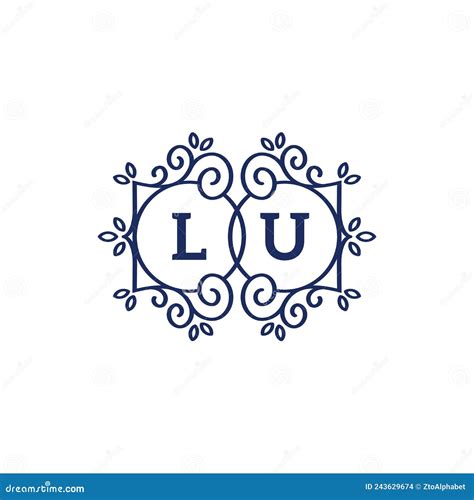 Logotipo Letra Lu Flourish Swirl Line Elegante Design Ilustração do