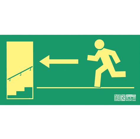 Señal de Salida Escalera Izquierda Bajar Clase A Fotoluminiscente