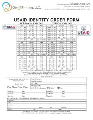 Fillable Online USAID IDENTITY ORDER FORM Fax Email Print PdfFiller