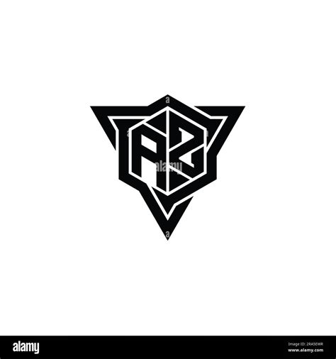 AZ Letter Logo Monogram Hexagon Shape With Triangle Outline Sharp Slice