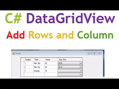 C DataGridView Add Columns Rows Dynamically YouTube