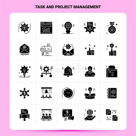 Solid 25 Task And Project Management Icon Set Vector Glyph Style