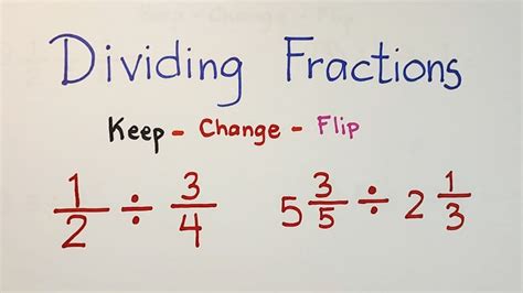 How To Divide Fractions Whole Numbers And Mixed Numbers Keep Change