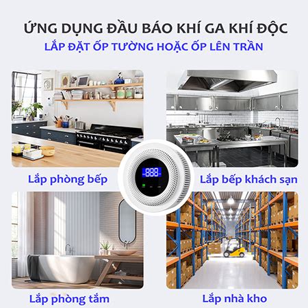 Thiết bị cảm biến báo động rò rỉ khí gas khí độc hại cảm ứng báo nhiệt