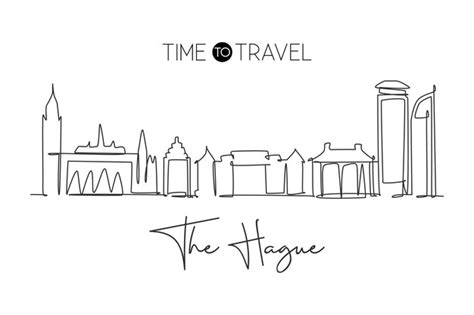 Premium Vector One Single Line Drawing Of The Hague City Skyline