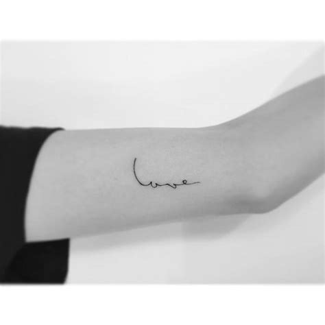 Word Love Tattoo Handwritten On The Inner Arm