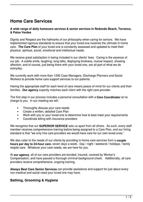 Home Care Service Agreement Template