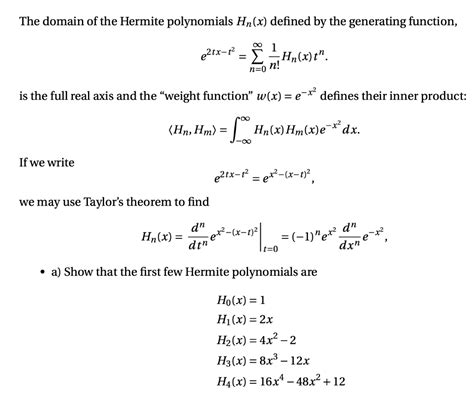 solved the domain of the hermite polynomials hn x defined