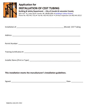 Fillable Online Installation Of Csst Tubing Fax Email Print Pdffiller