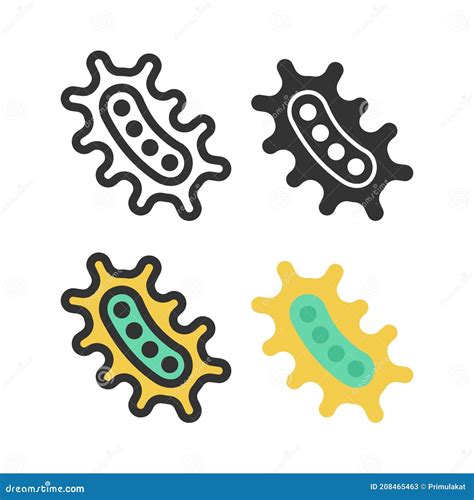 Conjunto De Iconos Vectoriales Del Contorno De Microbios Bacterianos