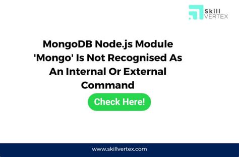 mongodb node js module mongo is not recognised as an internal or external command