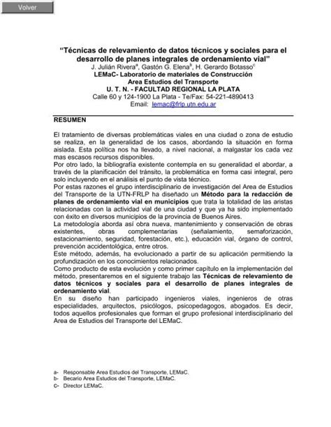 Técnicas de relevamiento de datos técnicos y sociales LEMaC