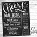 Cheers Chalkboard Wedding Bar Menu Sign