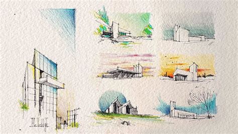 Drawing Different Sky With Colored Pencil Architectural Drawing