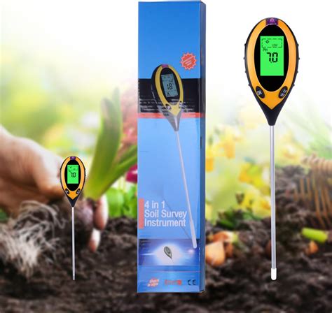 Testeur de sol 4 en 1 avec pH léger température humidité écran LCD