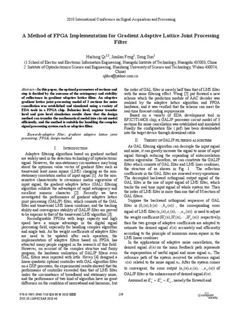 a method of fpga implementation for gradient adaptive lattice joint processing filter pdf