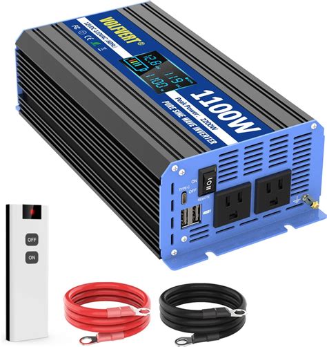 1100 Watt Pure Sine Wave Inverter 12V DC To 110V 120V AC Converter
